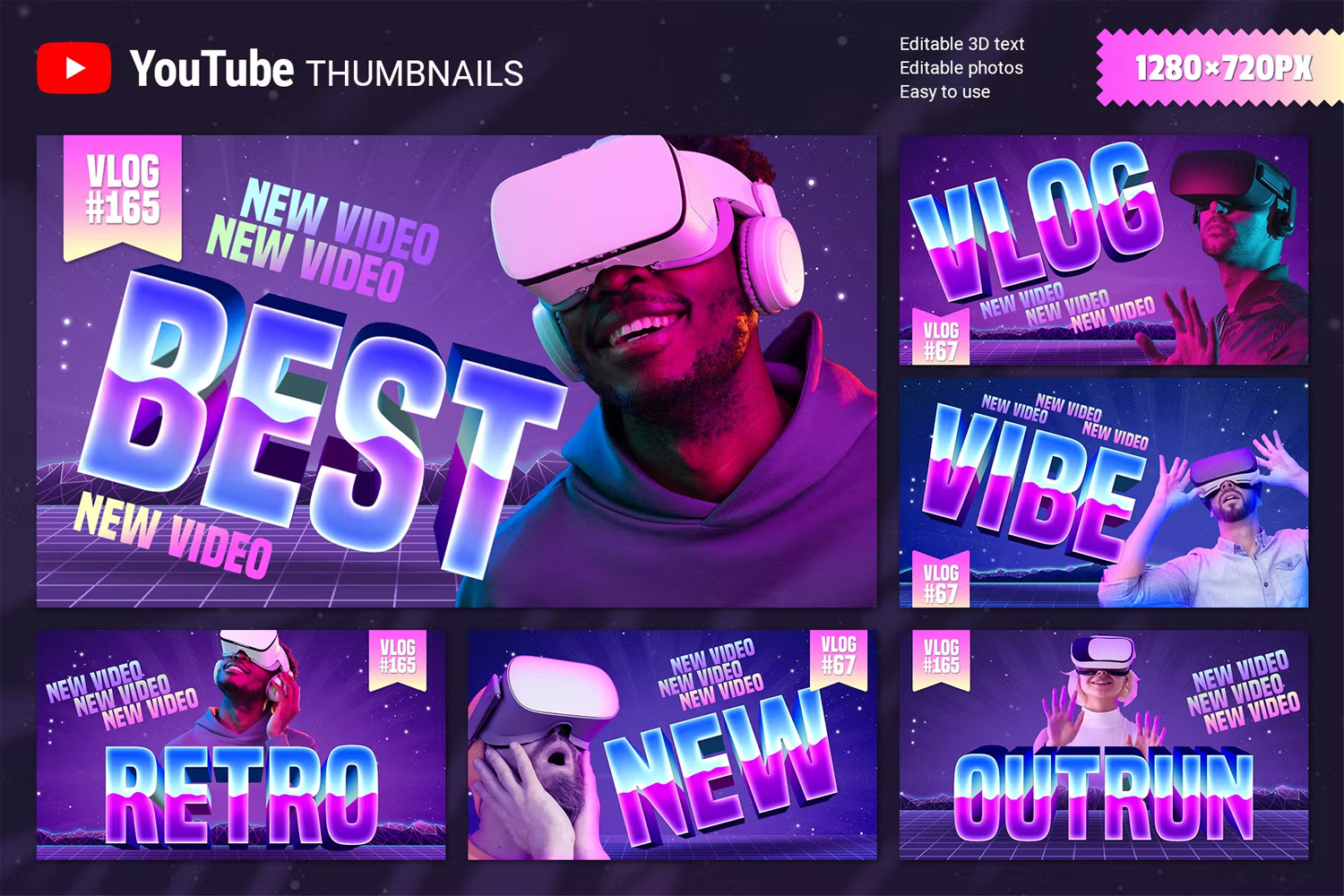 80s Retro YouTube Thumbnails #274689 - TemplateMonster