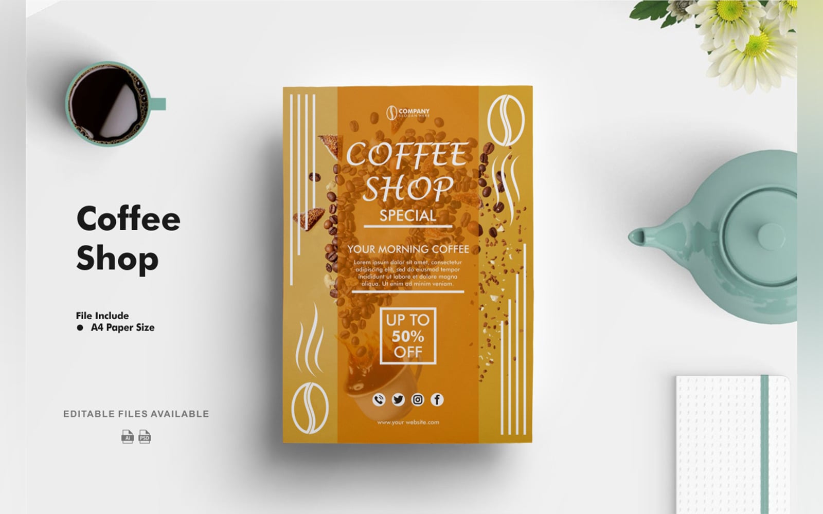 Coffee Shop Flyer Design Template #275189 - TemplateMonster
