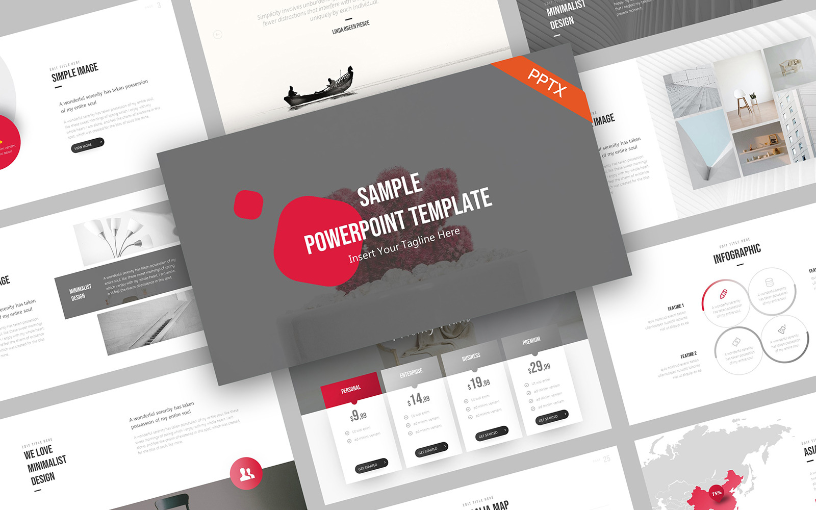 Modelo de PowerPoint minimalista de amostra - TemplateMonster