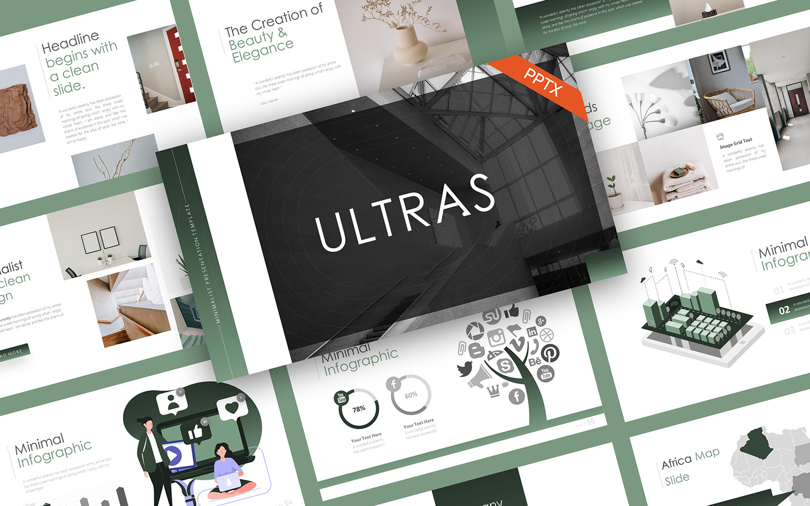 Ultras minimalistische PowerPoint-Vorlage - TemplateMonster