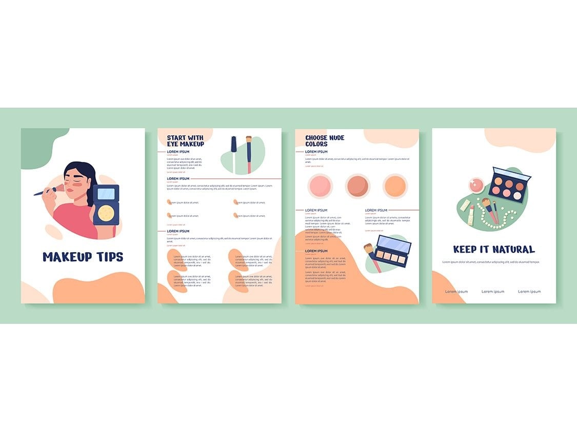 Makeup tips flat vector brochure template - TemplateMonster