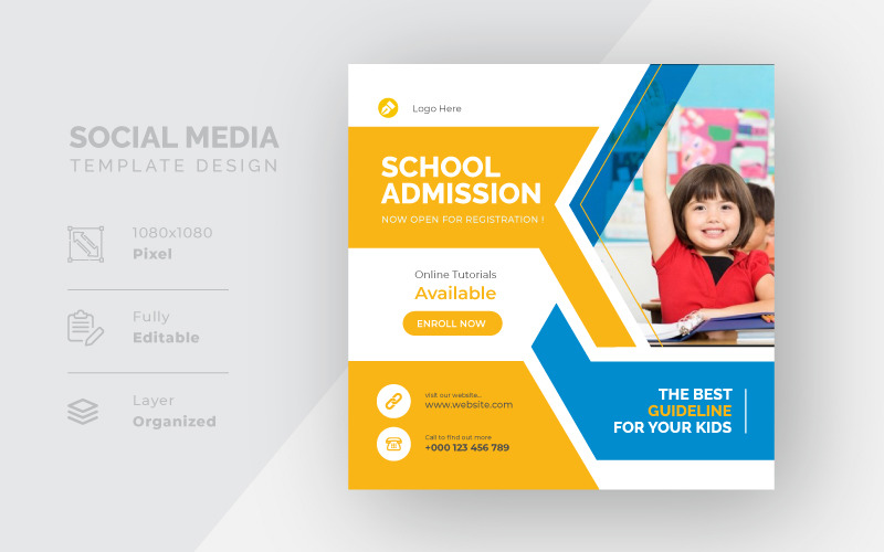 School Admission White Background Social Media Post