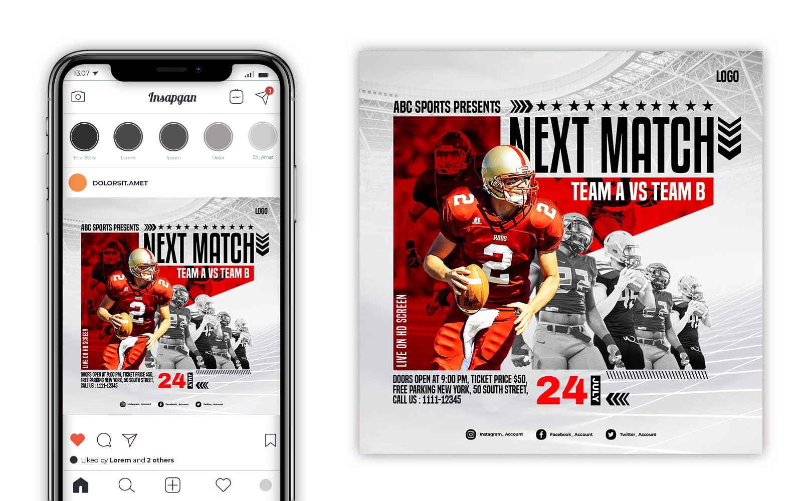 American football social media template Poster