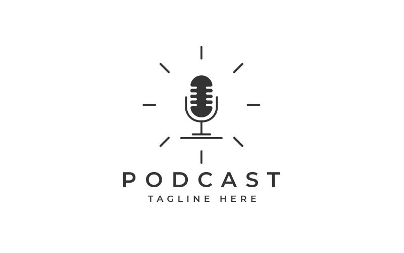 Microphone For Podcast Logo Design Template - TemplateMonster