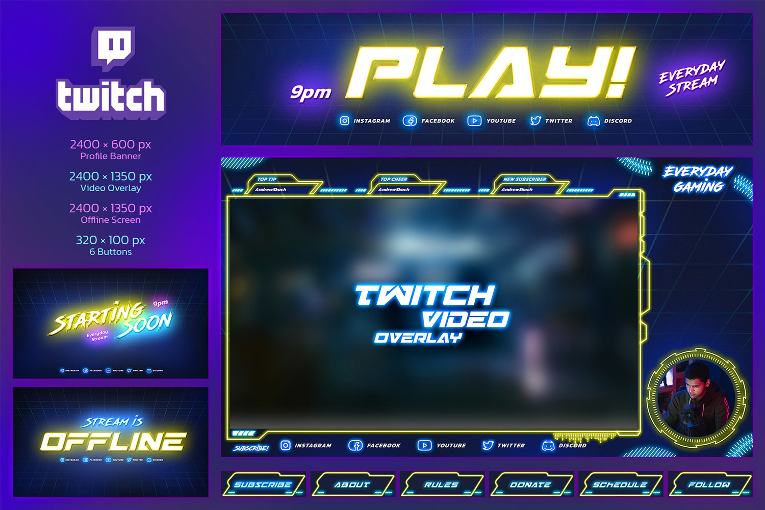 Stream Gaming - Neon Templates #277149 - TemplateMonster