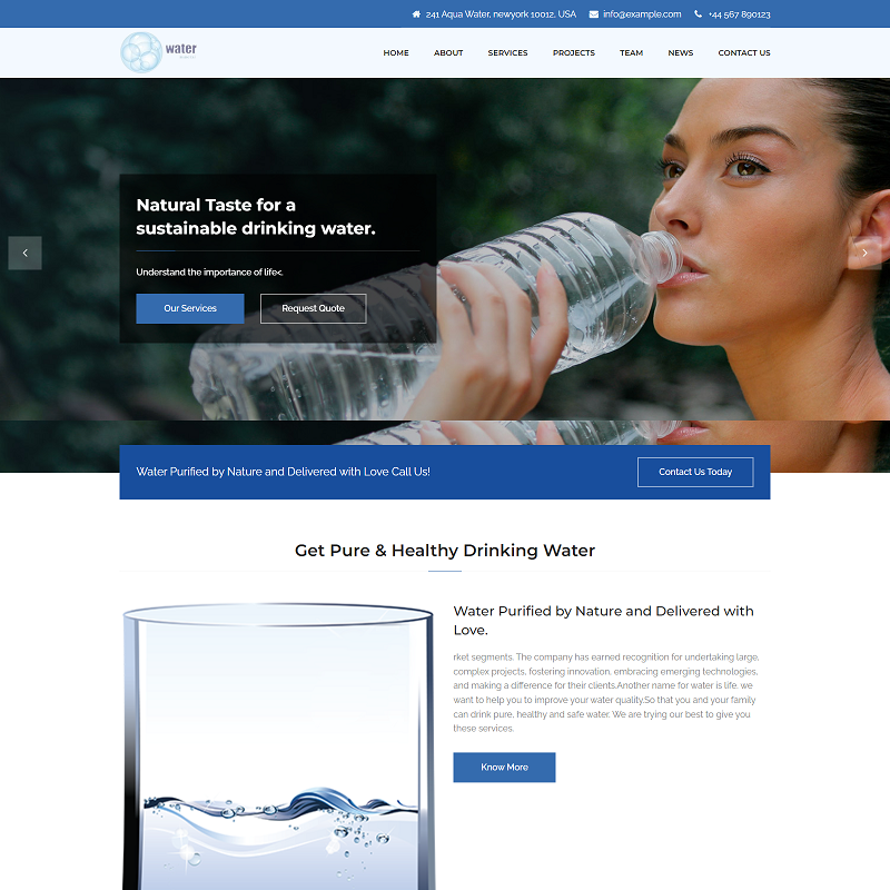 Aqua Water Clean Landing html templates - TemplateMonster