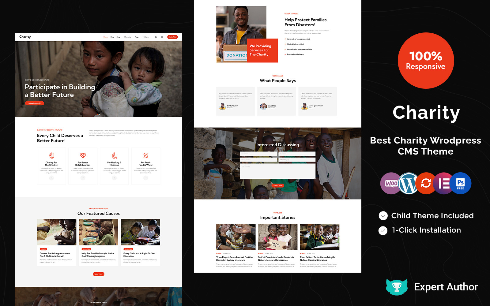 Charity - Donation, Kindness, and Nonprofit Elementor WordPress Theme