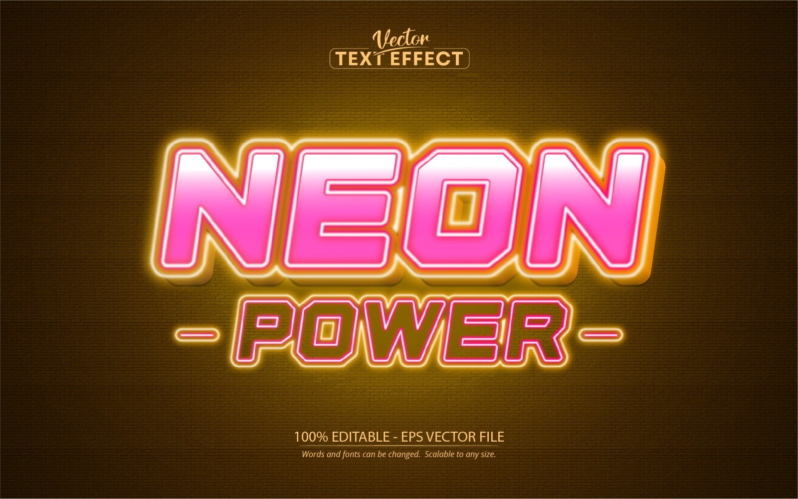 Neon Power - Editable Text Effect, Shiny Neon Light Text Style, Graphics Illustration