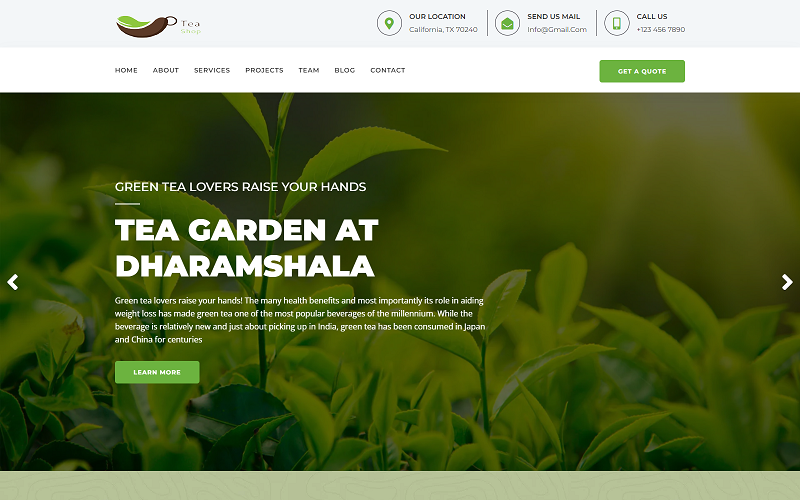 Tea Shop Landing Page Template #277283 - TemplateMonster