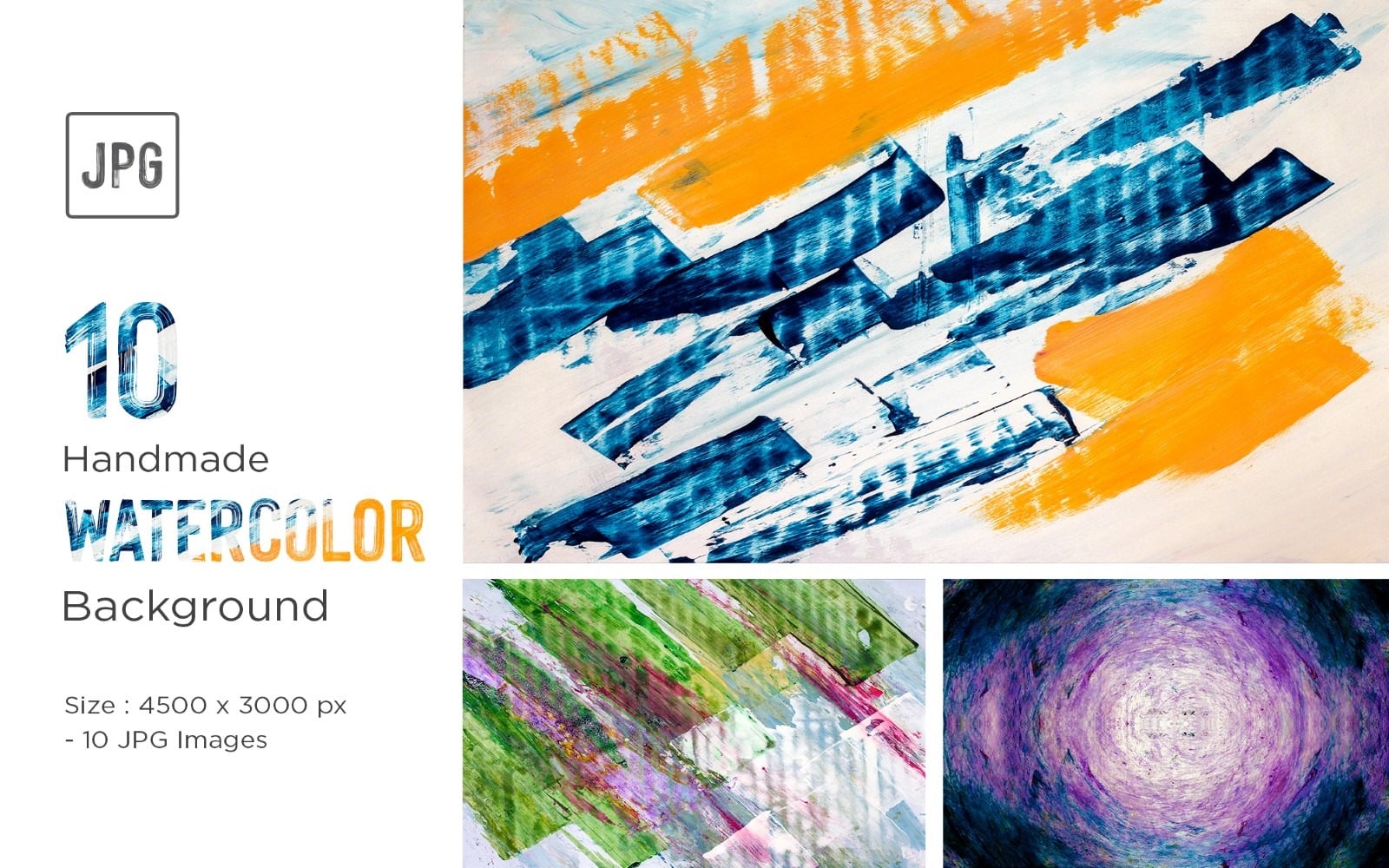 Hand painted Watercolor & Splotches Background Set
