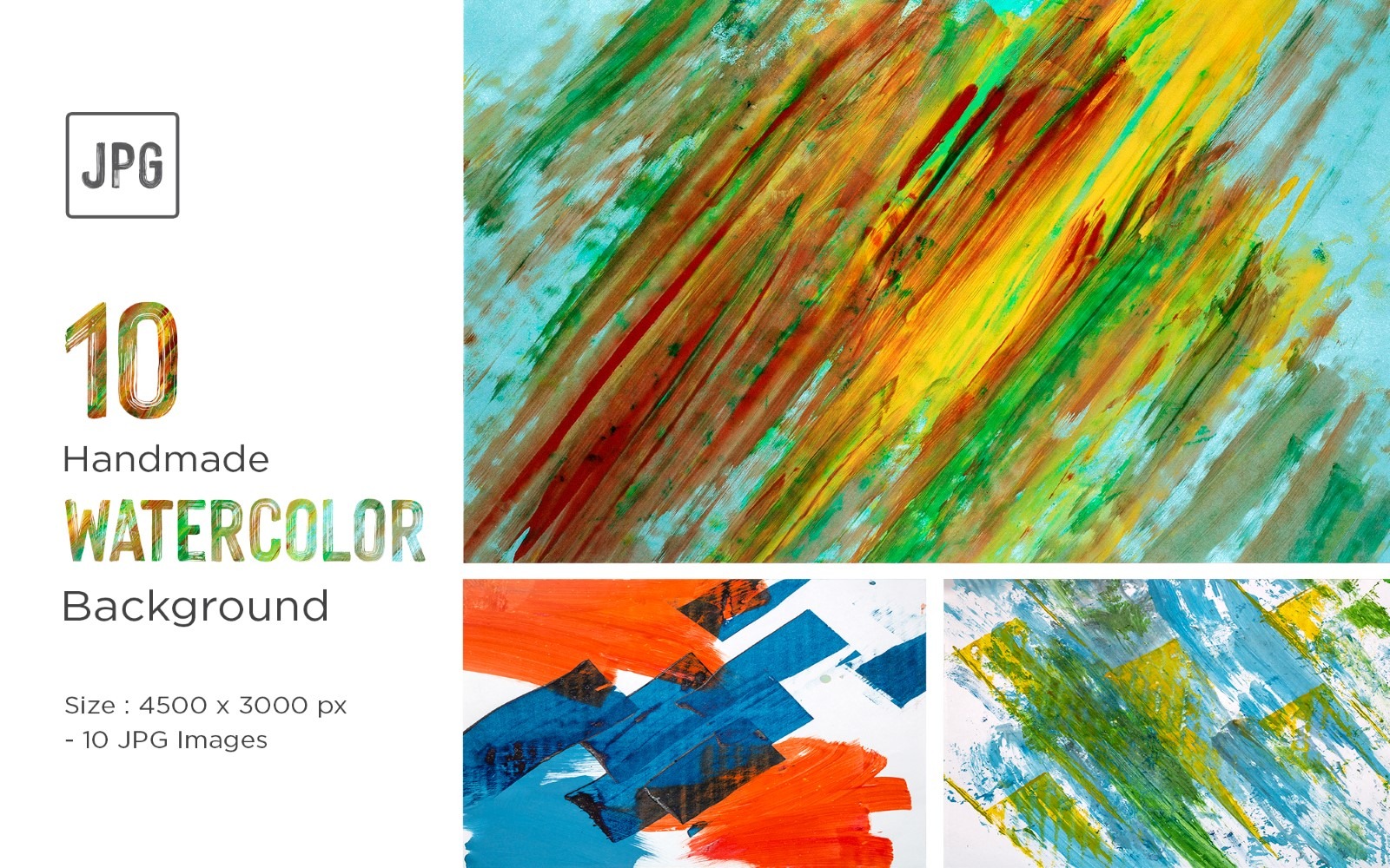 Hand painted, Watercolor Backgrounds & Watercolor Splotches Set