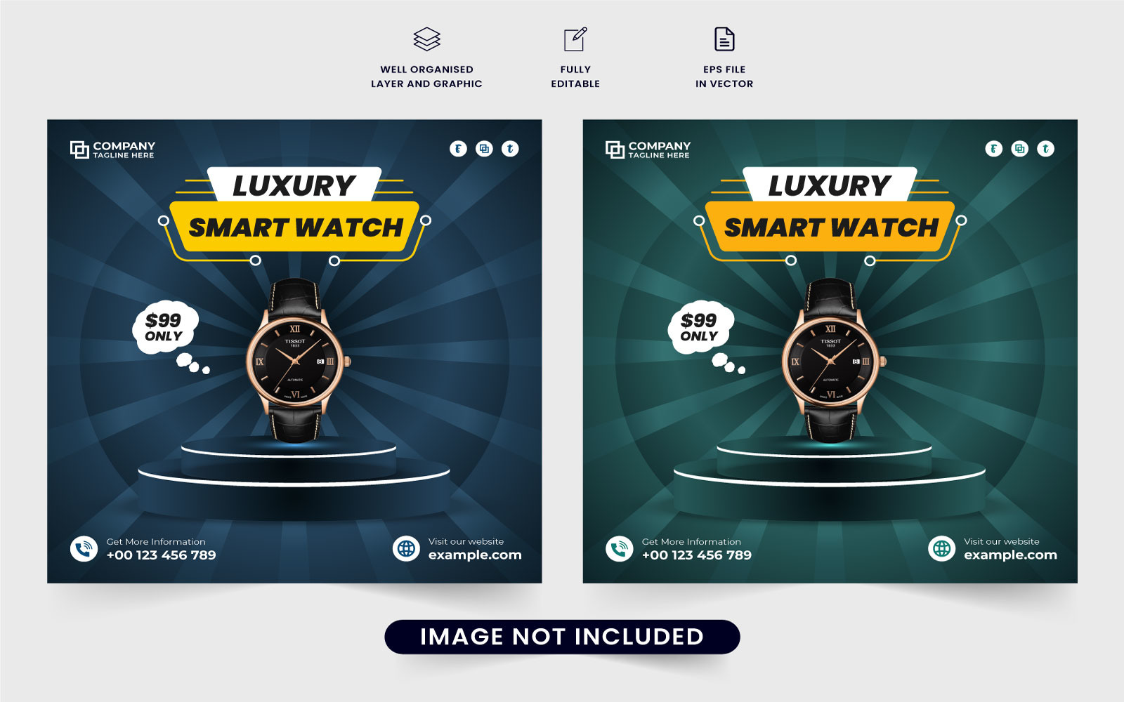 Smartwatch sale social media post vector - TemplateMonster