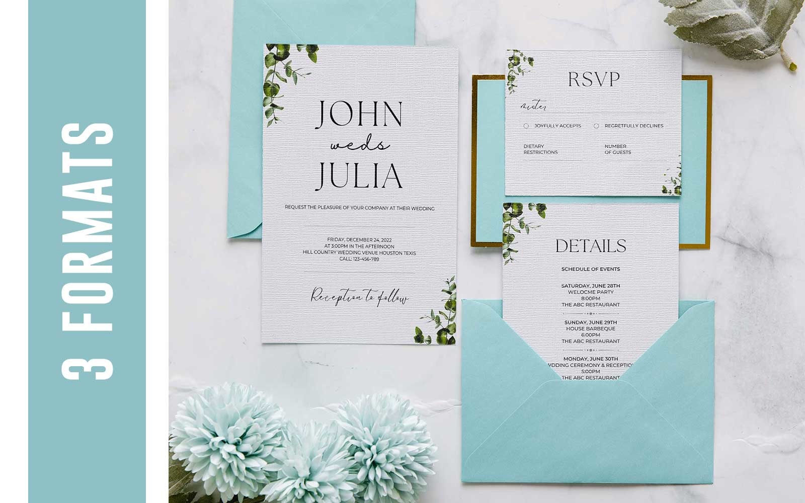 Wedding Invitation Card Canva Template - TemplateMonster