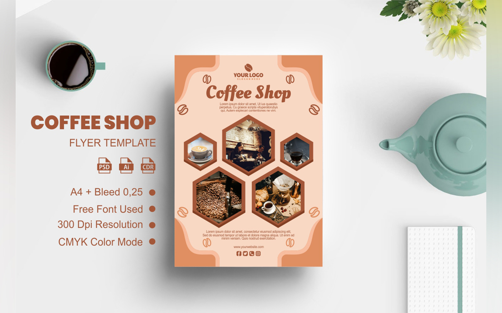 Coffee Shop Flyer Design Template 1 #277819 - TemplateMonster
