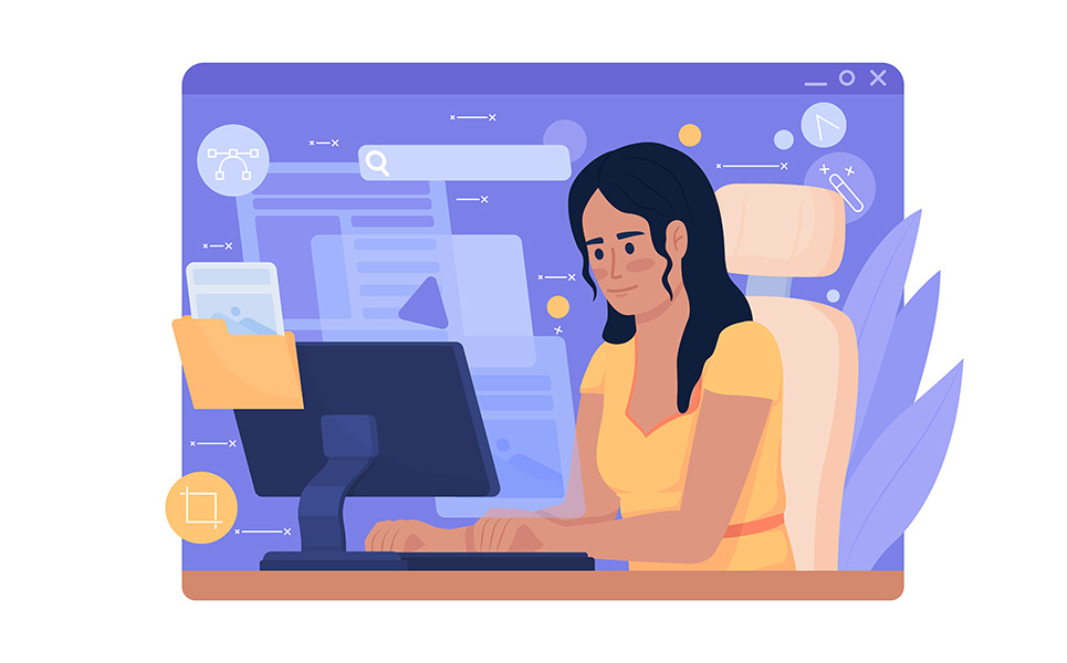 Web artist portfolio 2D vector isolated illustration