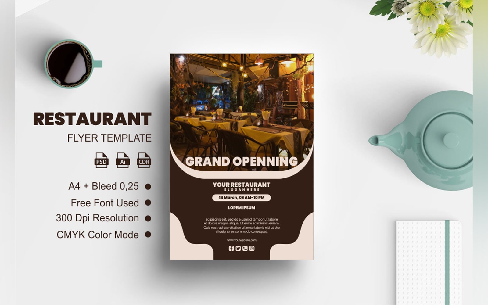 Grand Opening Restaurant Flyer Design - TemplateMonster