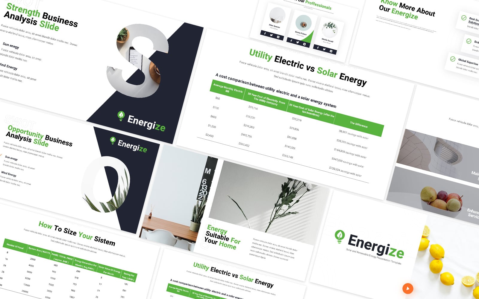 Plantilla de Powerpoint de energía solar y renovable Energize