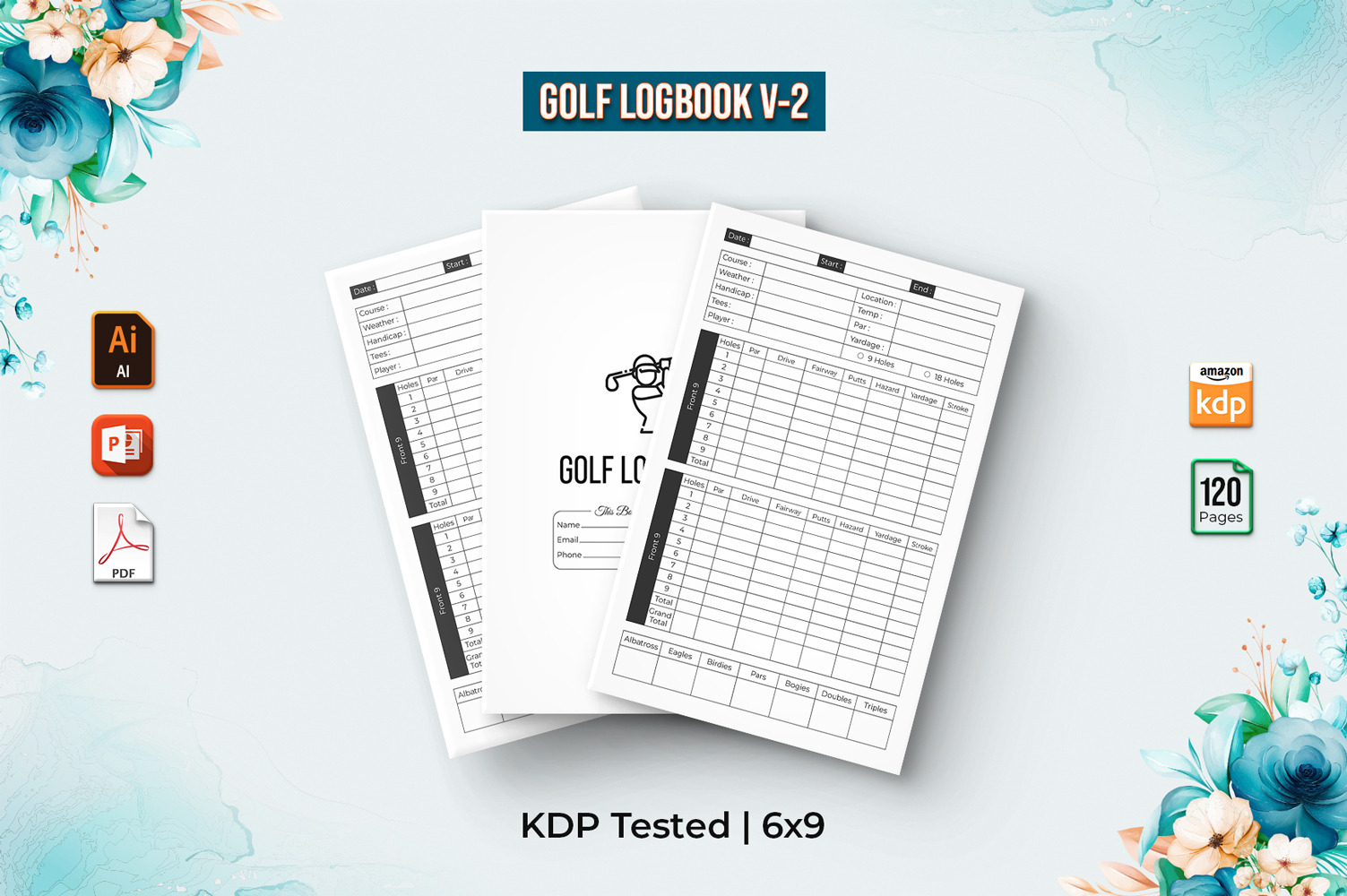 Editable Golf Logbook | KDP Interior V-2 - TemplateMonster