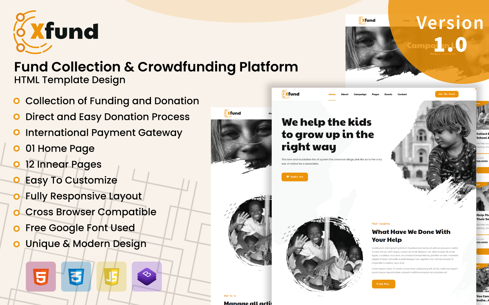 XFund - Fund Collection & Crowdfunding Platform HTML Template