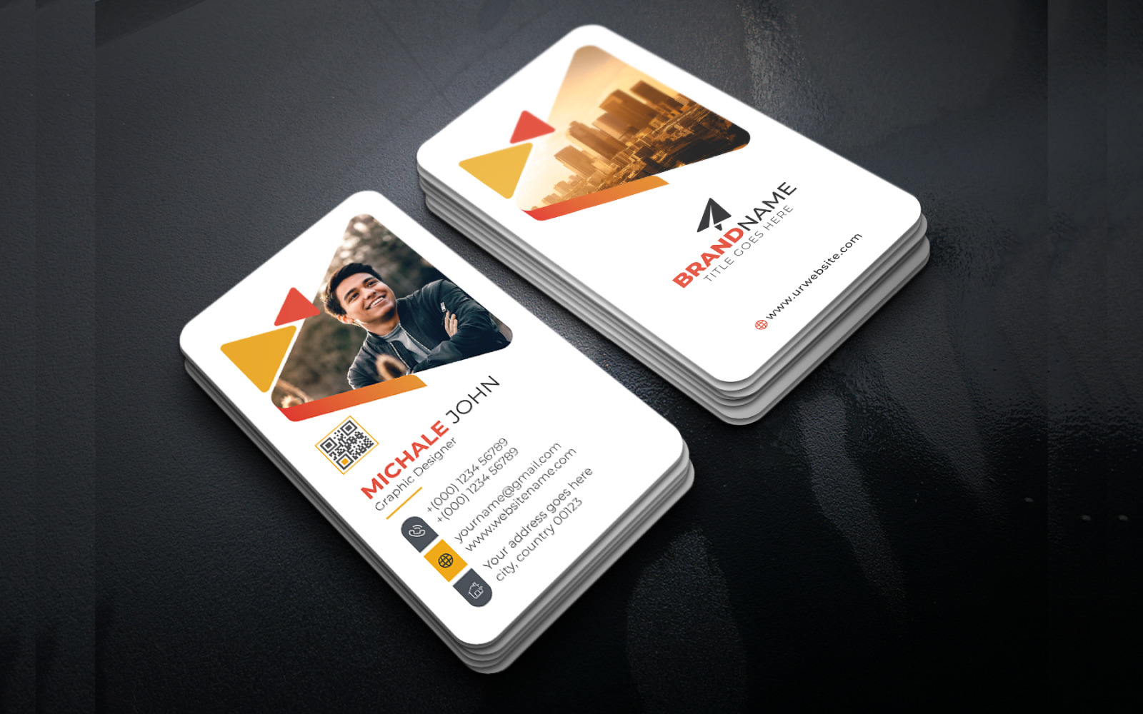 Colorful Modern Business Card Design Template Layout with Creative Shapes