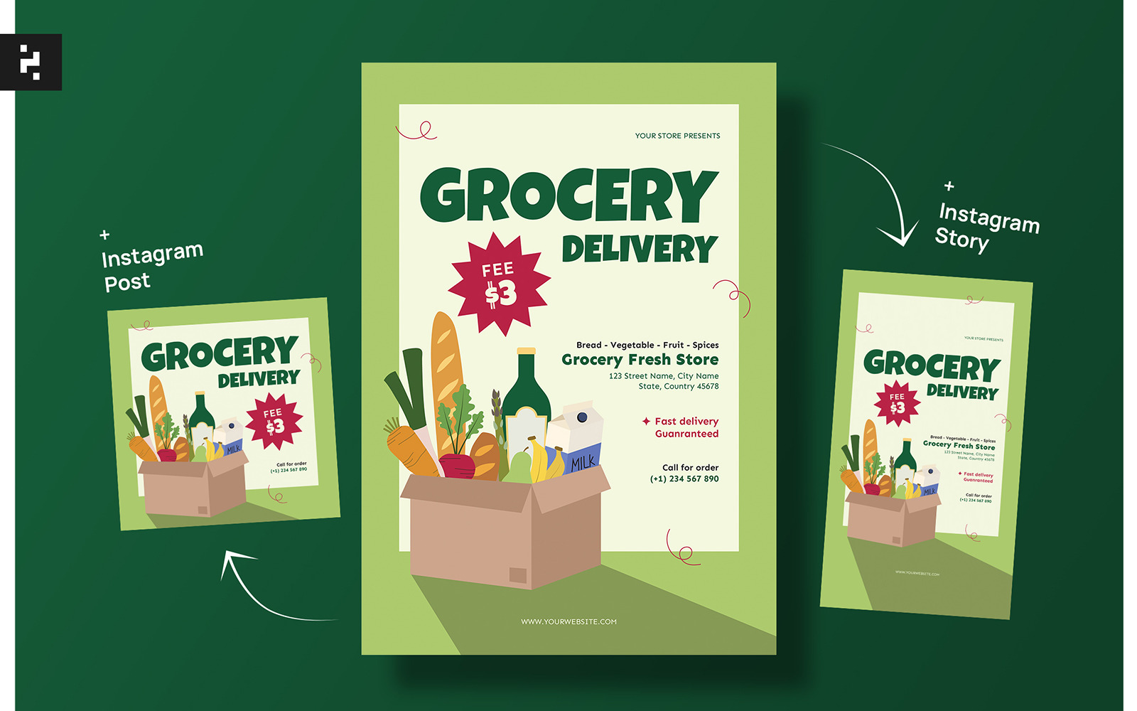 Grocery Delivery Flyer Template #280099 - TemplateMonster