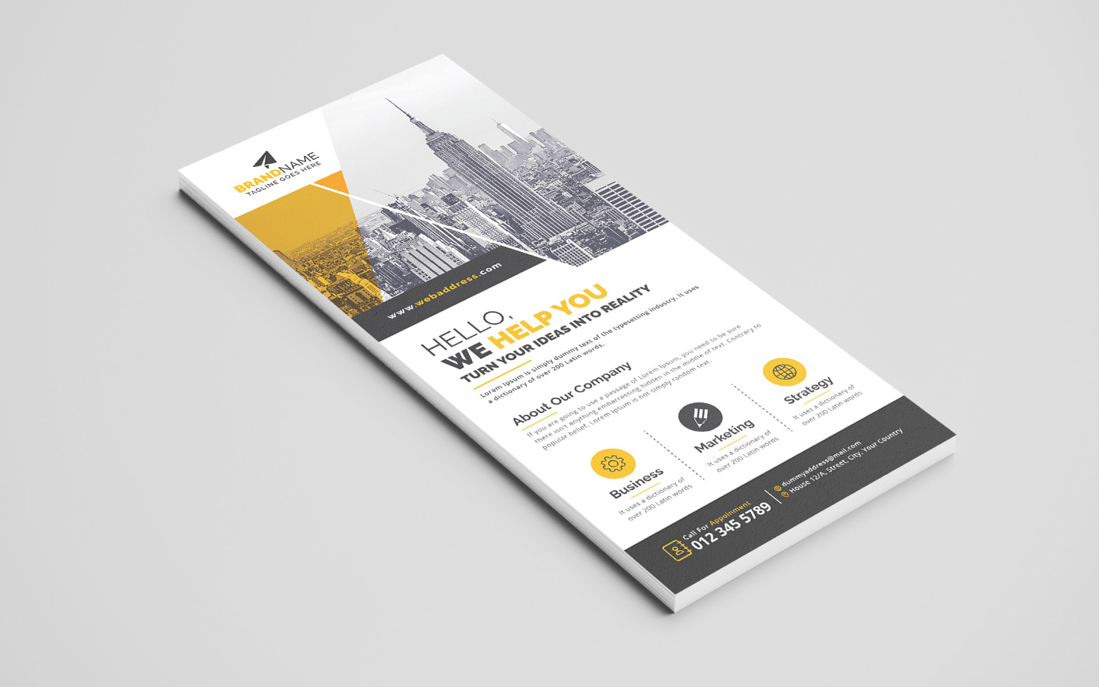 Abstract Modern Corporate Business DL Flyer or Rack Card Mailer Booklet ...