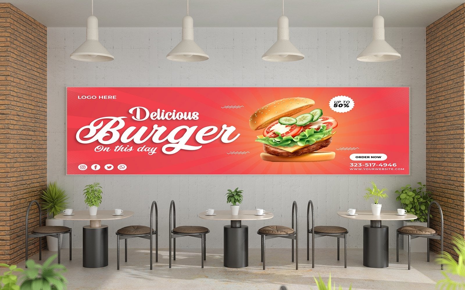 Restaurants Advertising Product Mockup - TemplateMonster