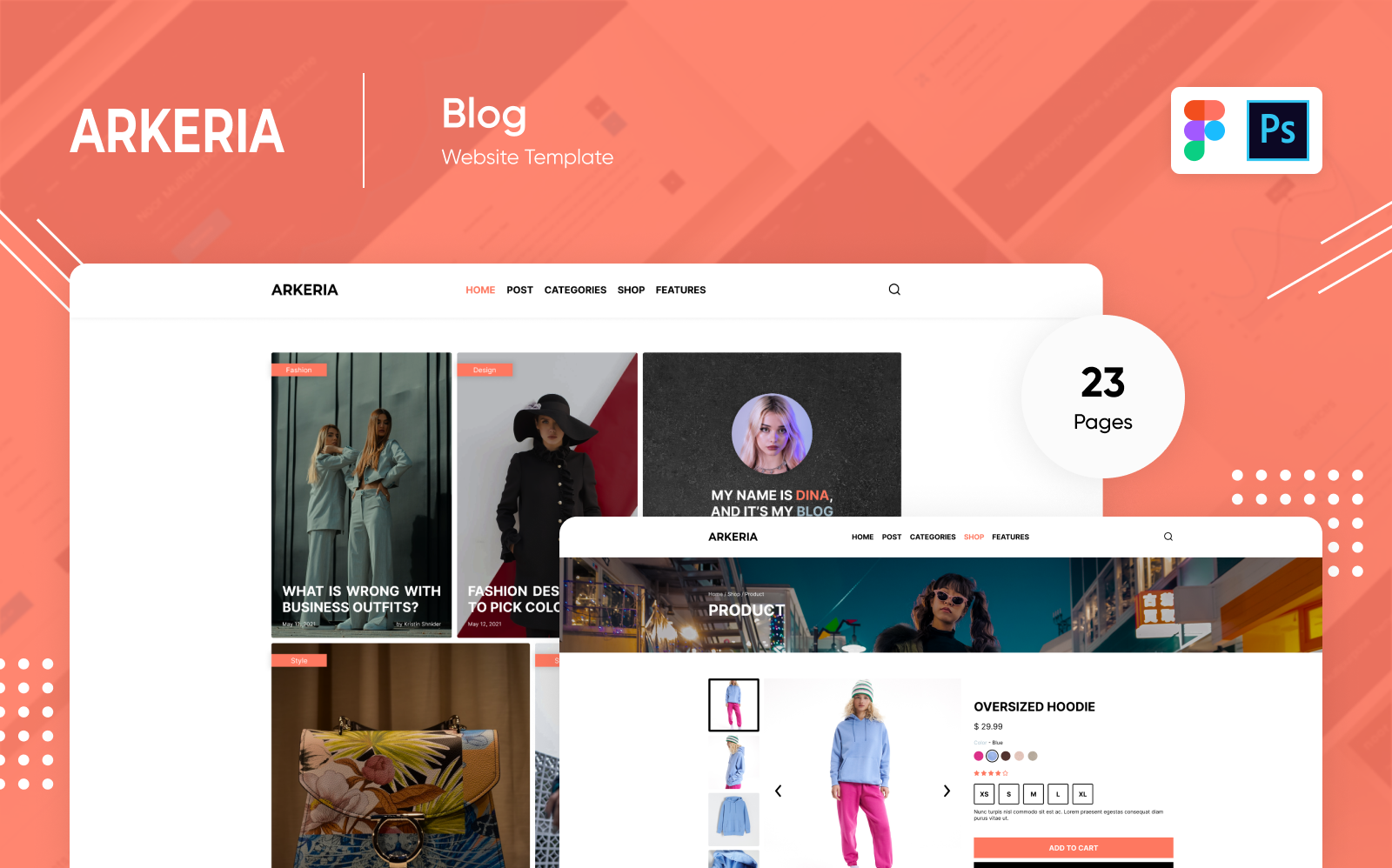 Arkeria Three - Blog & Magazine Minimal Template Figma