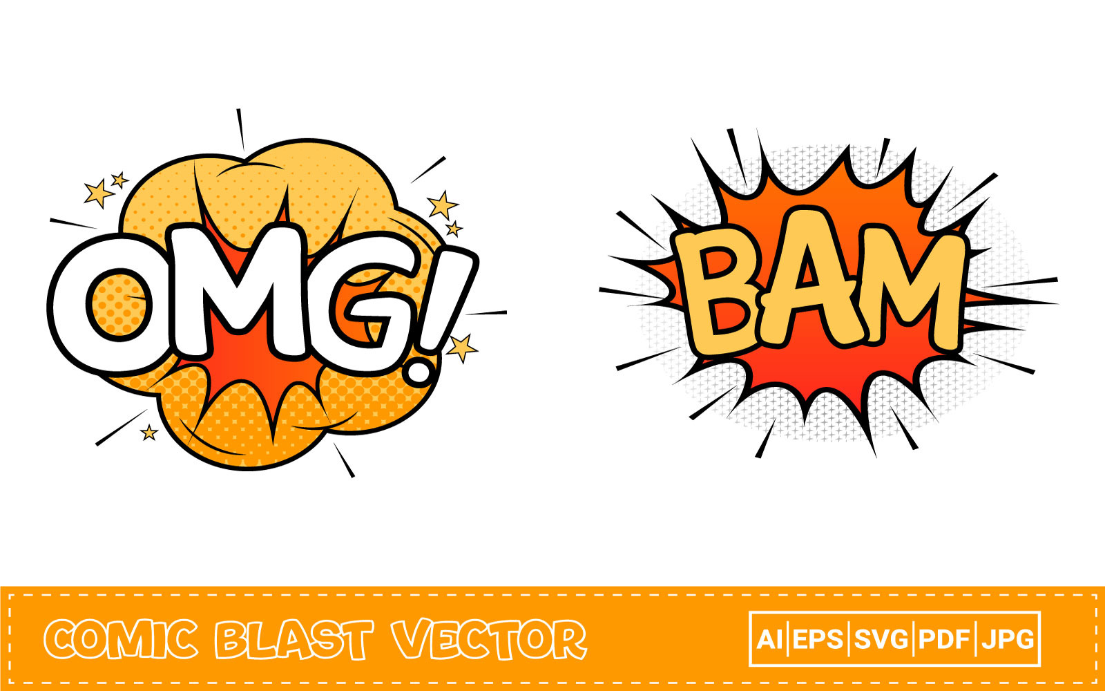 Comic Explosion with Clouds and Stars - TemplateMonster