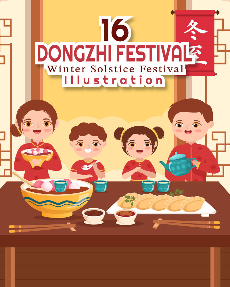 16 Dongzhi or Winter Solstice Festival Illustration