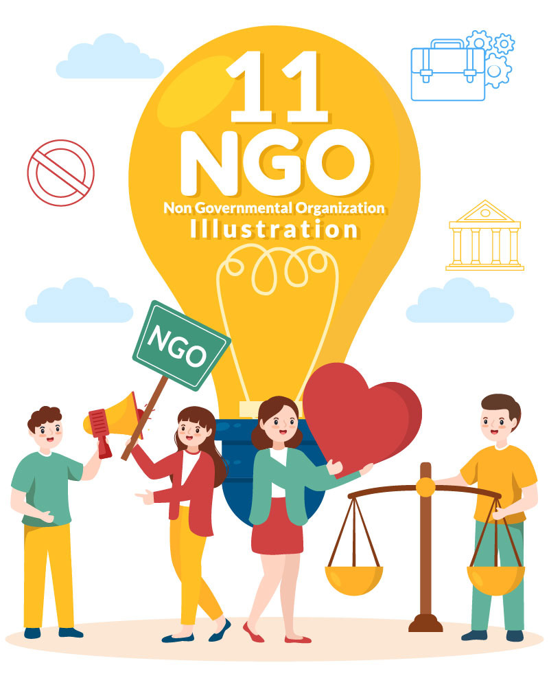 11 NGO or Non-Governmental Organization Illustration