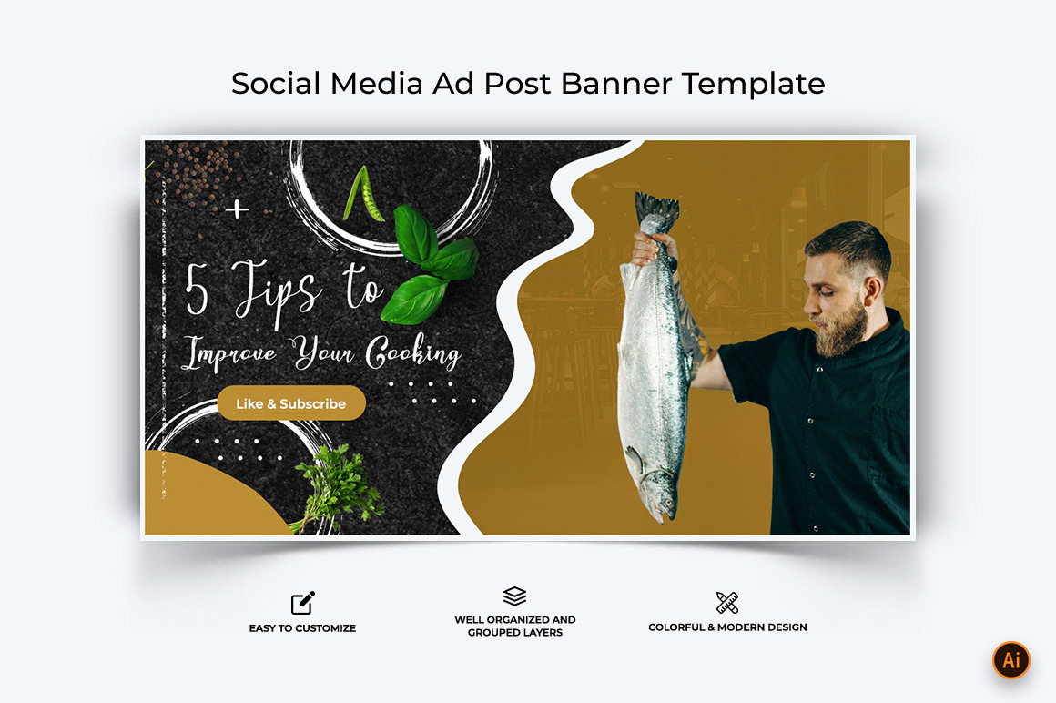 Chef Cooking Facebook Ad Banner Design-01 - TemplateMonster