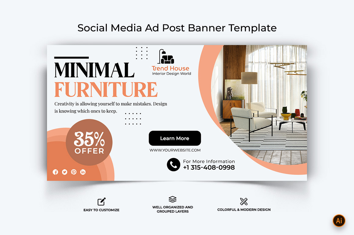 Interior Facebook Ad Banner Design-11 - TemplateMonster