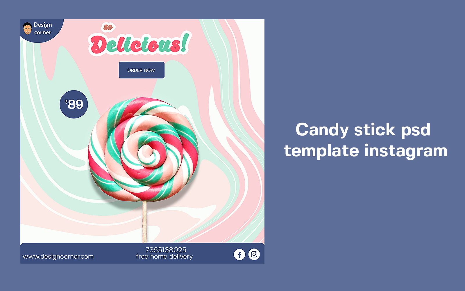 Candy Stick Banner PSD Template Social Media