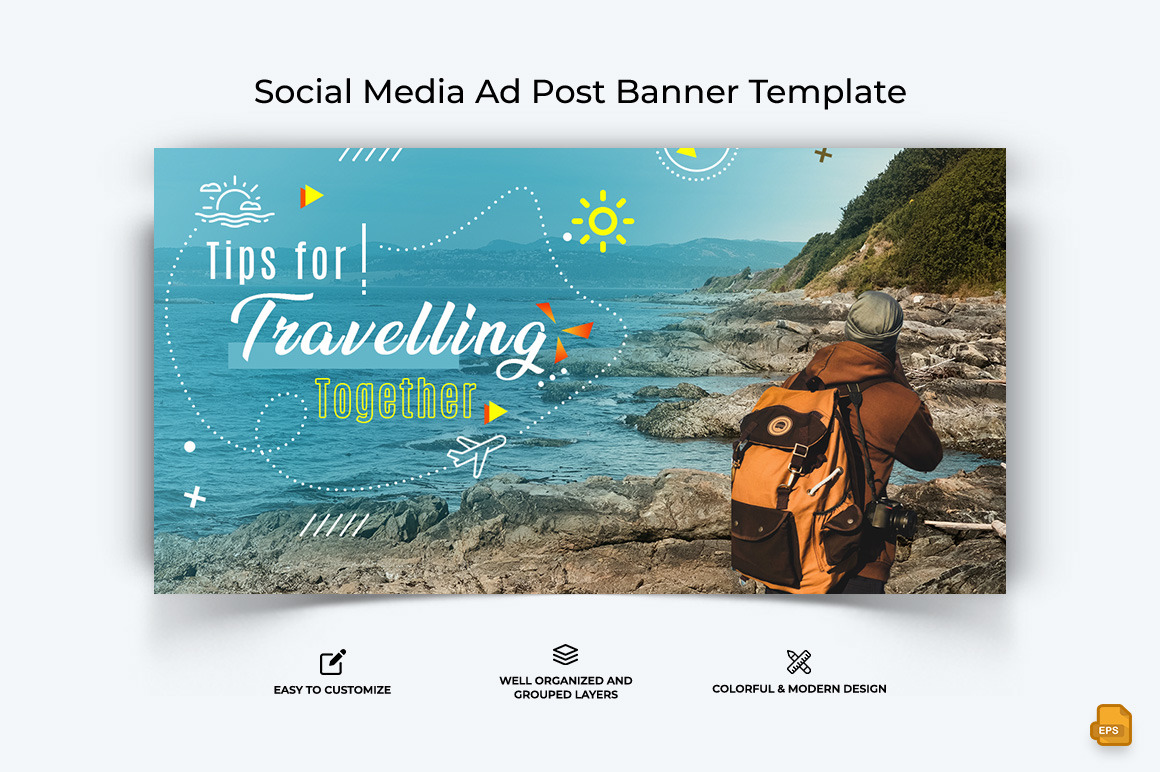 Travel Facebook Ad Banner Design-001 - TemplateMonster