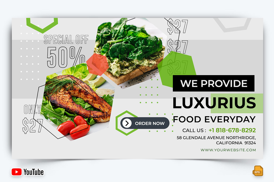 Food and Restaurant YouTube Thumbnail Design -044