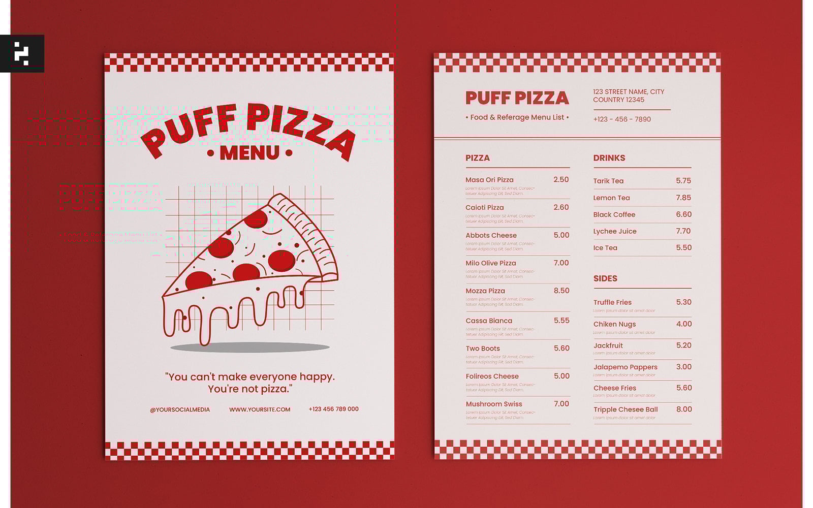 Vintage Pizza Menu Template #284873 - TemplateMonster