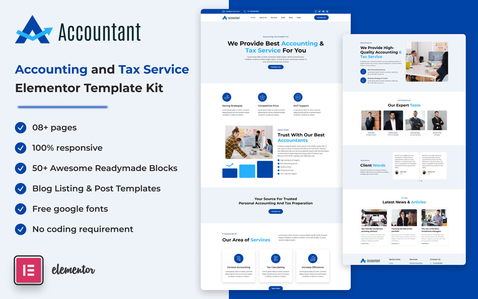 Accountant - Accounting and Tax Service Elementor Template Kit