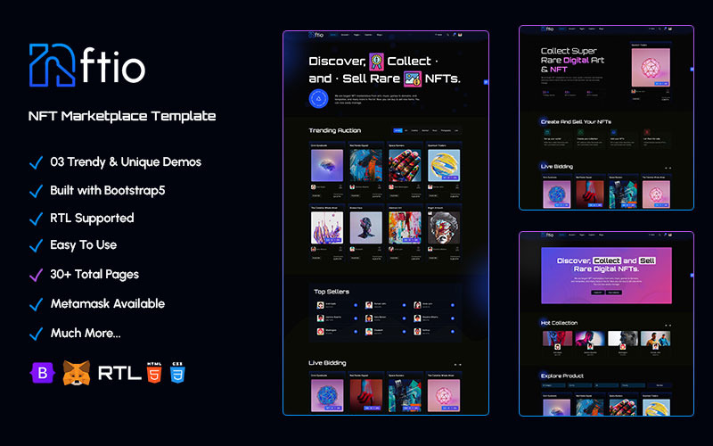 Nftio - NFT Marketplace Template #285974 - TemplateMonster