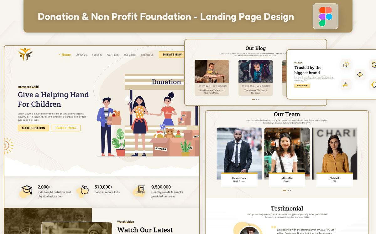 Donation and Non Profit Foundation - Landing Page Figma Kit