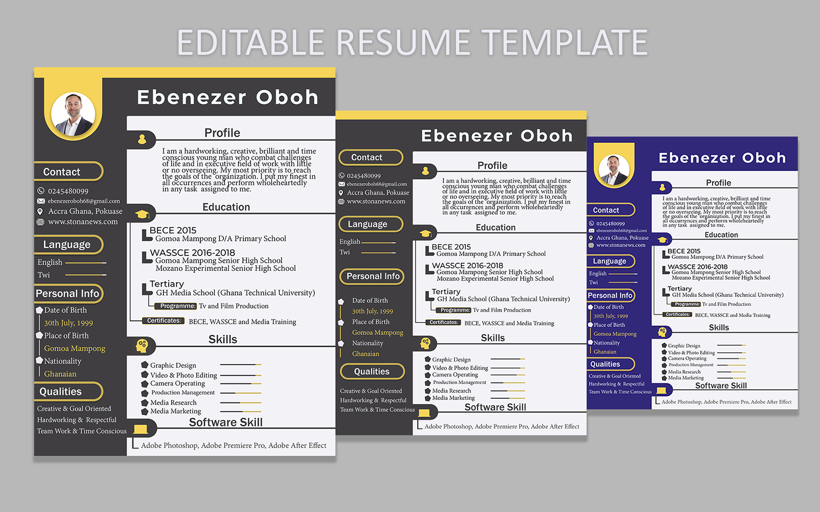Ebenezer Oboh - Modèle de CV professionnel modifiable