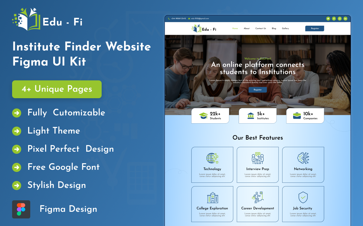Edu-Fi - Institute Finder Website Figma Kit - TemplateMonster