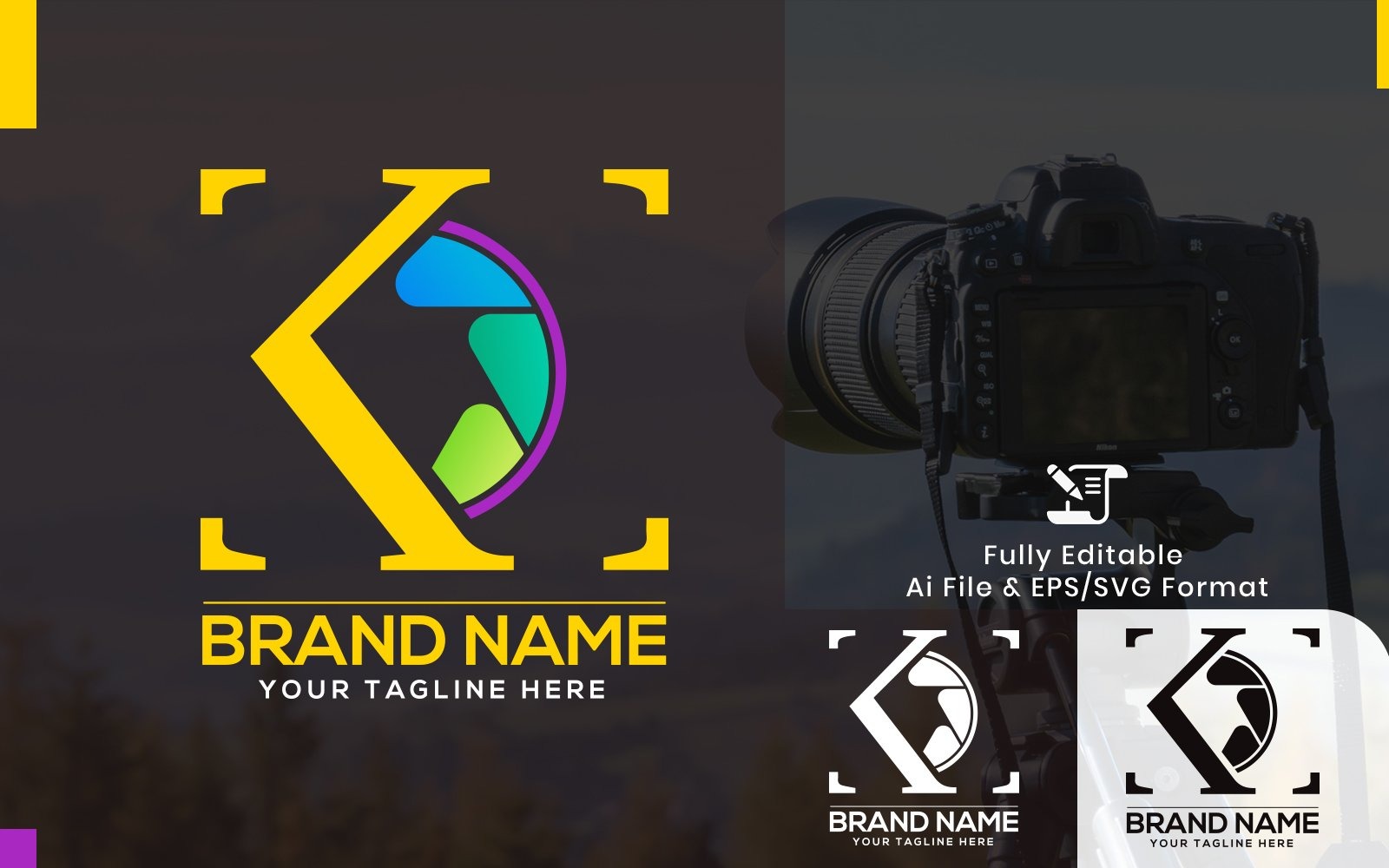 K Photography Brand Logo Template #286296 - TemplateMonster