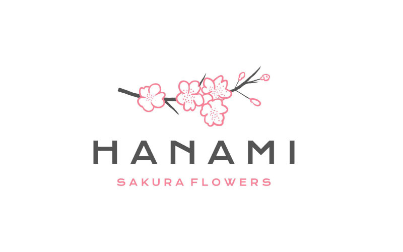 Sakura Logo Vector Illustration, Japanese Flower Cherry Blossom Logo Design