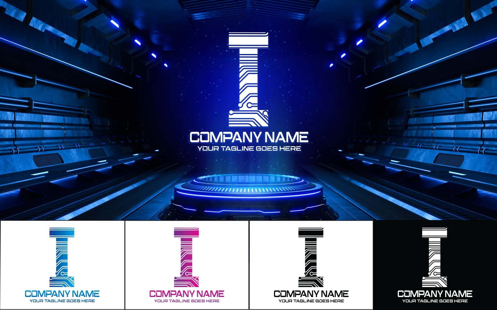 Technology I Letter Logo Design-Brand Identity