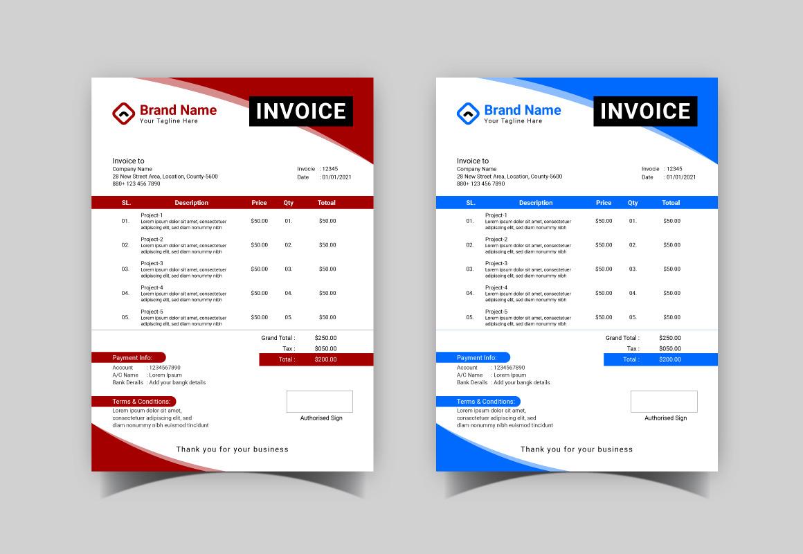 Professional Invoice Template Design 10 - TemplateMonster