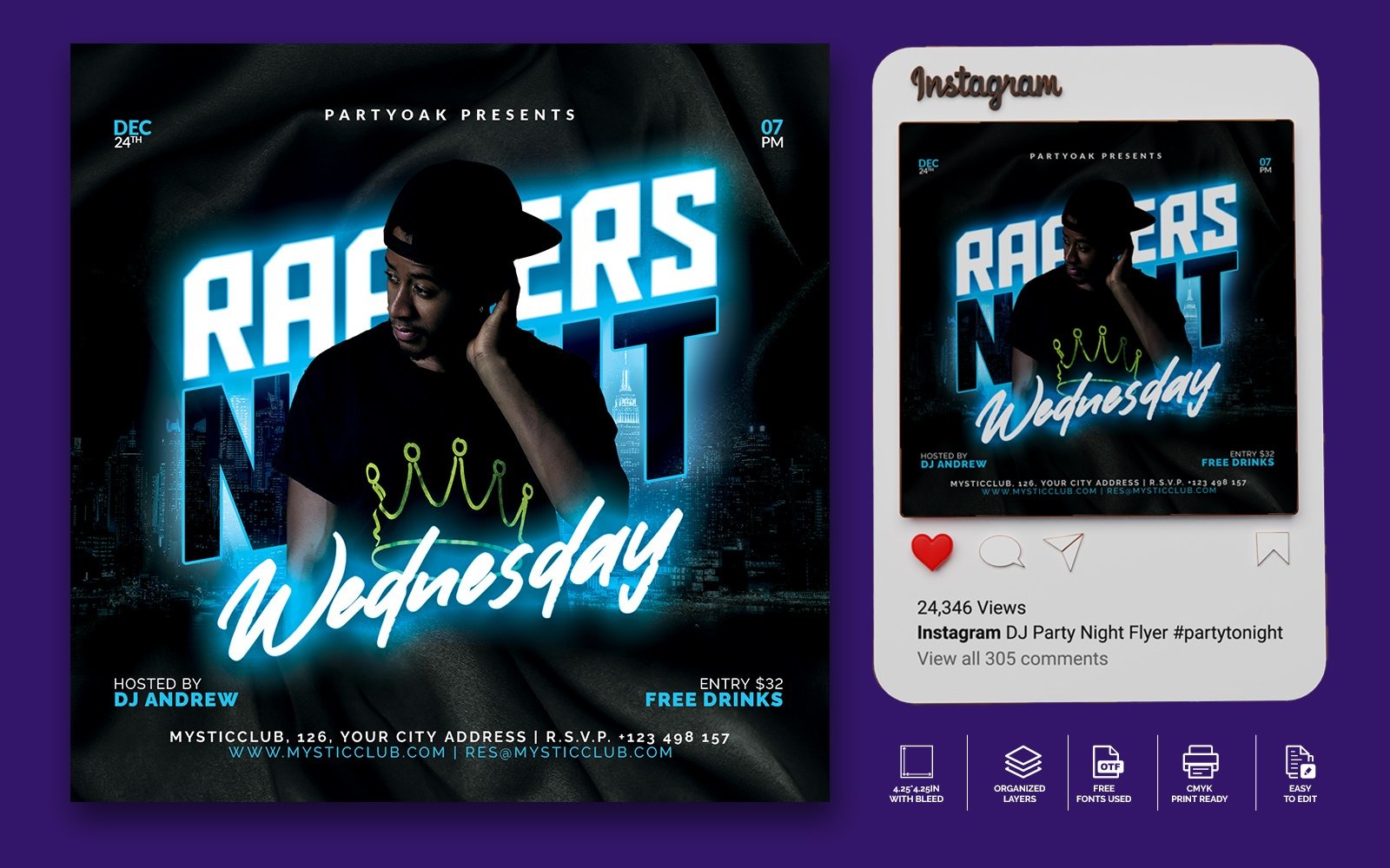 Rapper Night Club Party Flyer Template - TemplateMonster