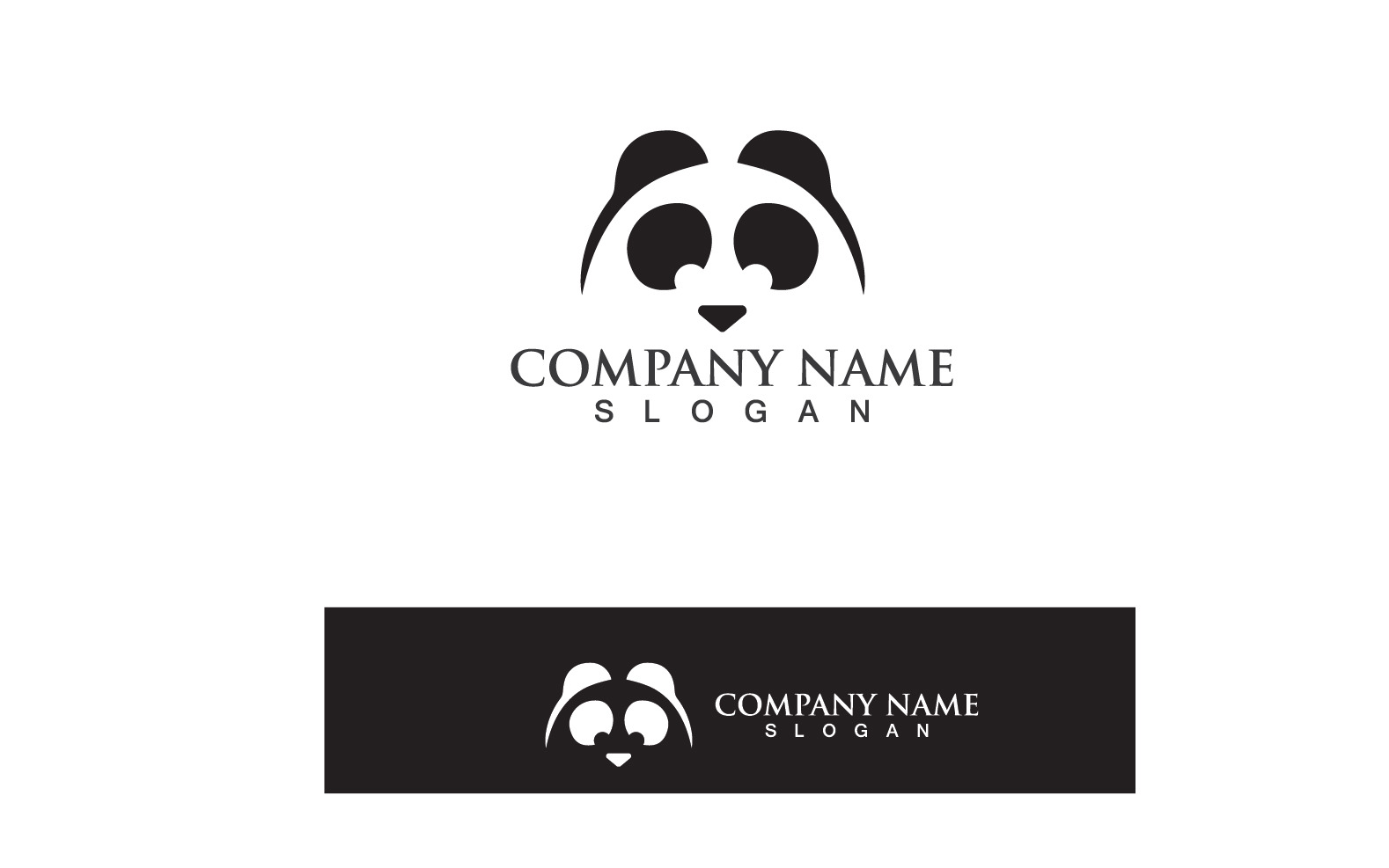 Panda Logo Black And White Head Vector V1 - TemplateMonster
