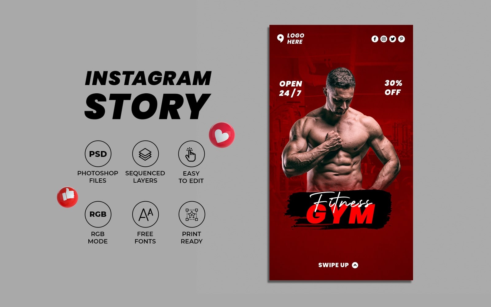 Fitness Gym Instagram Story #288566 - TemplateMonster