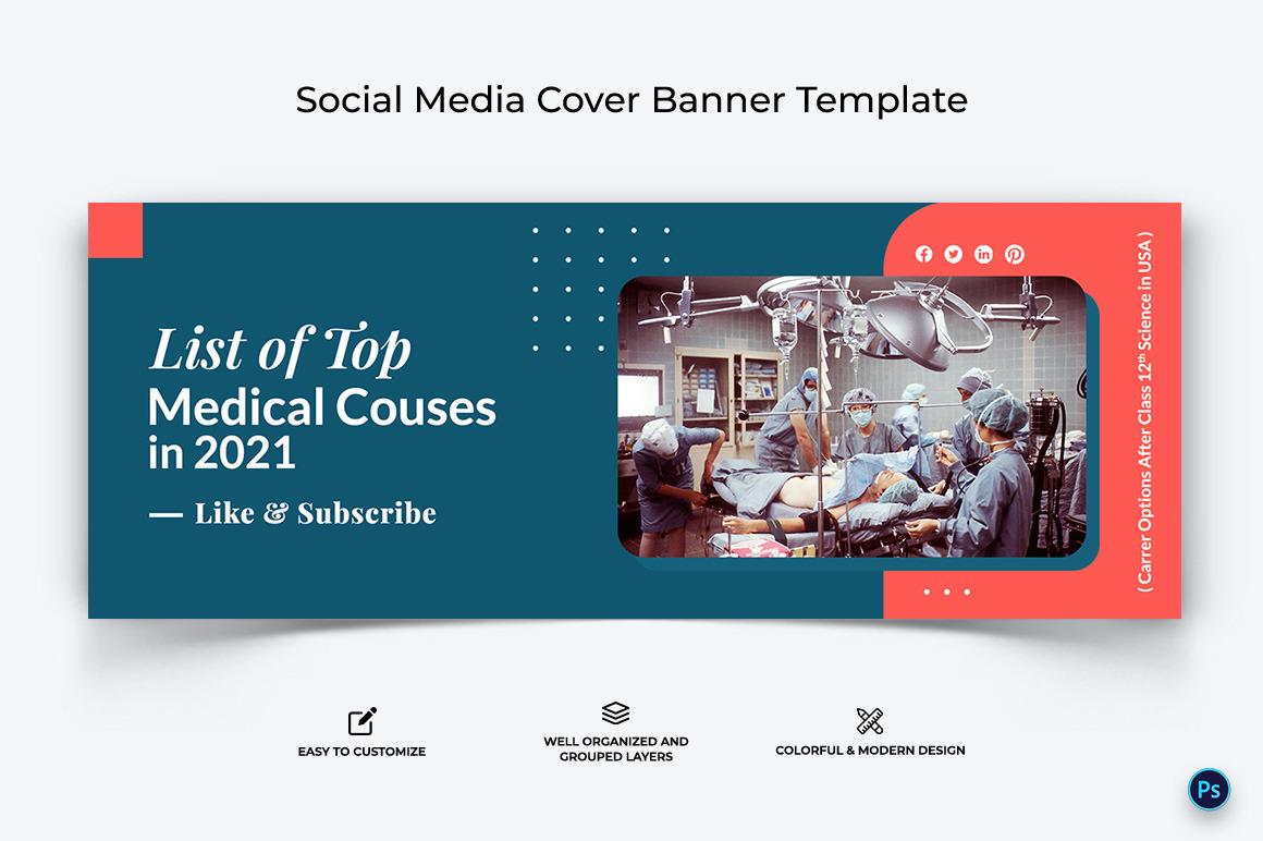 Medical and Hospital Facebook Cover Banner Design Template-01